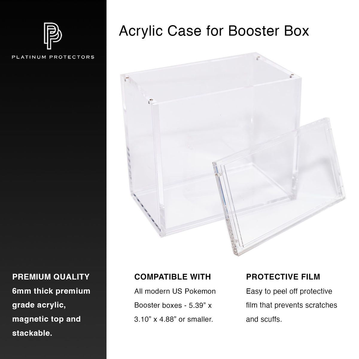 Premium Acrylic Case for Pokemon Booster Box with Magnetic Top (6mm th ...